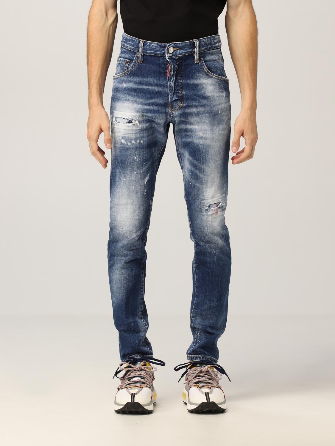 DSQUARED2: Skater jeans in washed denim - Blue | Dsquared2 jeans ...
