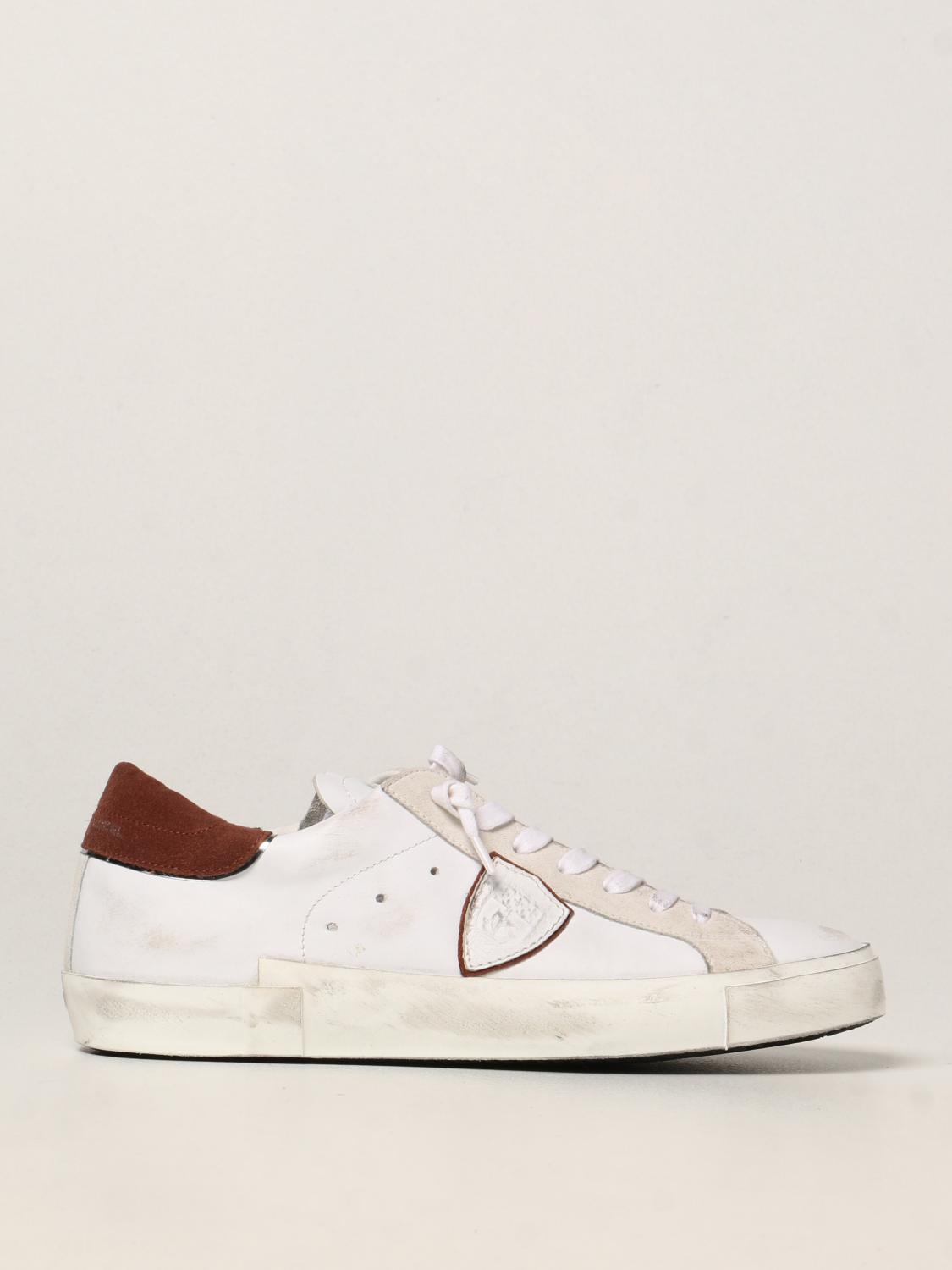 PHILIPPE MODEL: sneakers in leather and suede - White | Philippe Model ...