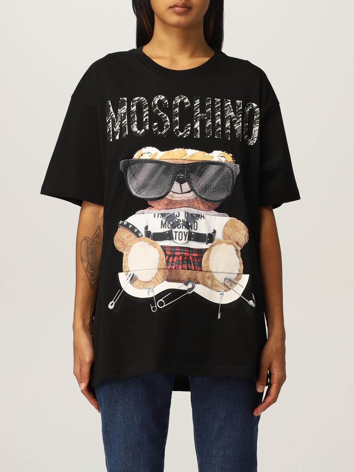 MOSCHINO COUTURE: T-shirt in cotone con Teddy - Nero | T-Shirt Moschino Couture 07025540 online ...