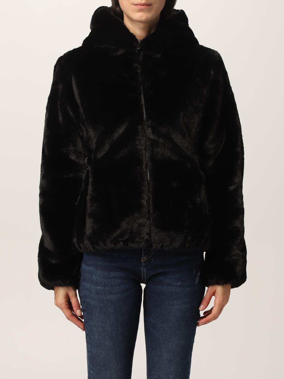 SAVE THE DUCK: Coat women - Black | Save The Duck fur coats D33540WFURY13 online at GIGLIO.COM