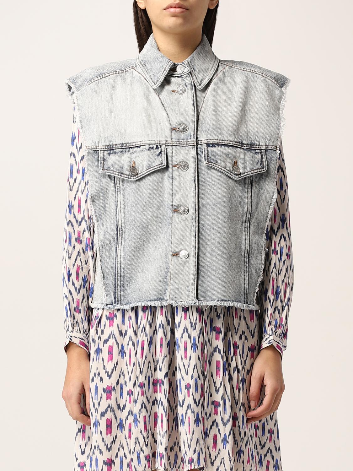 ISABEL MARANT ETOILE: Gilet Tyra in denim washed - Blue | Gilet Isabel ...