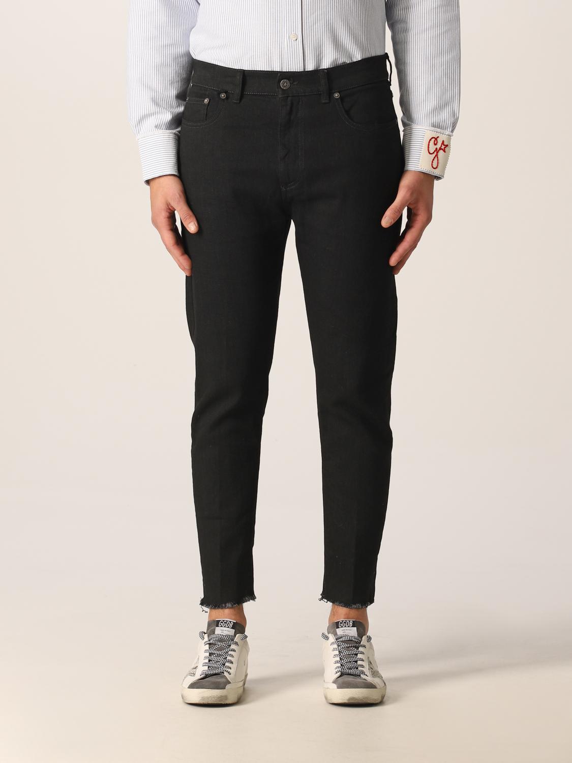 GOLDEN GOOSE: cropped jeans in denim - Black | Golden Goose jeans ...