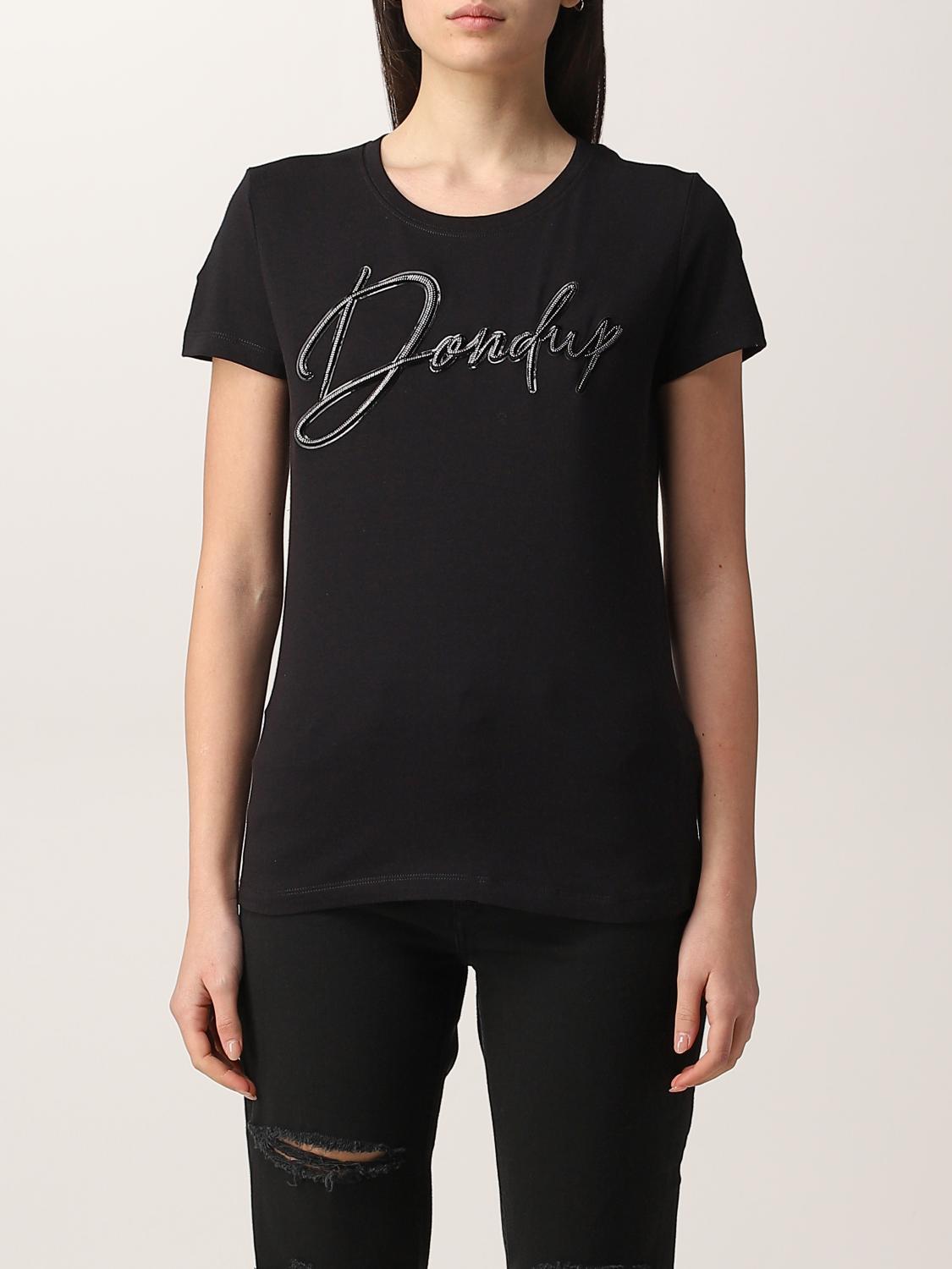 DONDUP: T-shirt in cotone con logo - Nero | T-Shirt Dondup ...