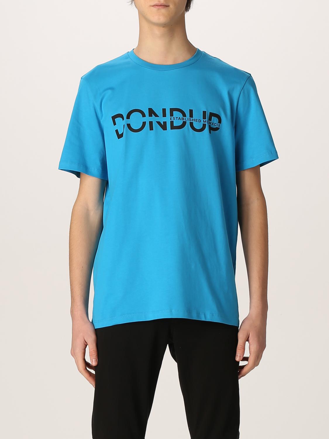 DONDUP: basic cotton t-shirt with logo - Gnawed Blue | Dondup t-shirt ...
