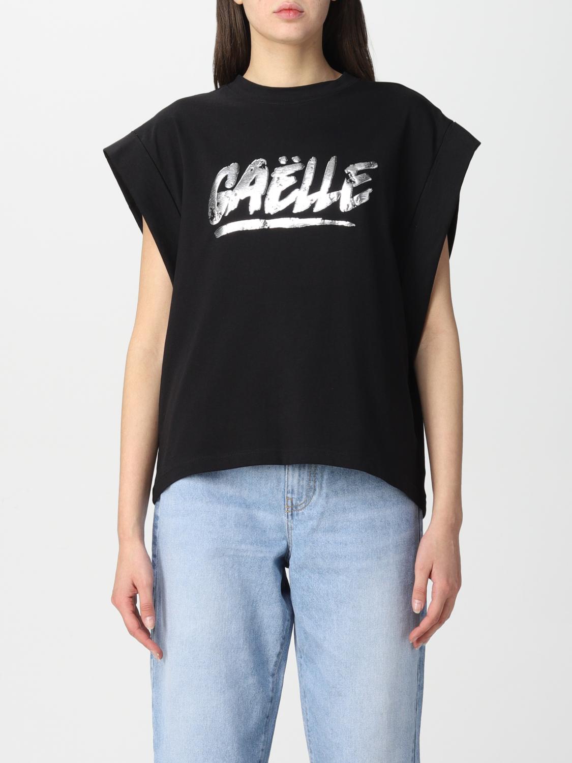 GAËLLE PARIS: Gaëlle Paris T-shirt with laminated logo - Black | Gaëlle ...