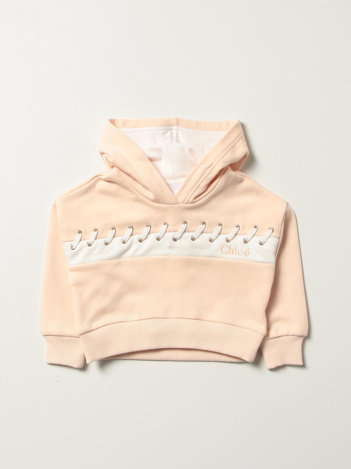 CHLOÉ: Chloé cropped hoodie with criss cross - Pink | Chloé sweater ...