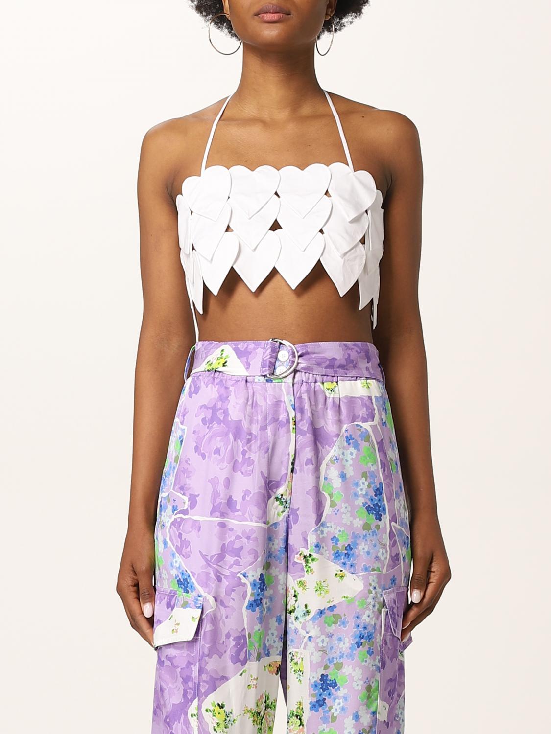 MSGM: heart cropped top - White | MSGM top 3241MDT06227259 online at GIGLIO.COM