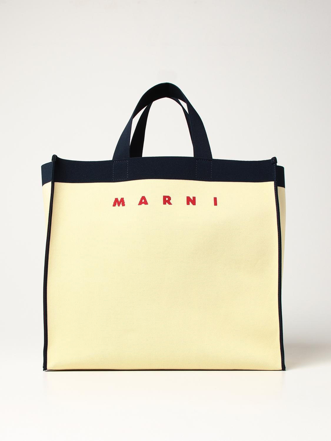 MARNI: fabric tote bag - Ecru | Marni tote bags SHMP0073A0P4547 online ...