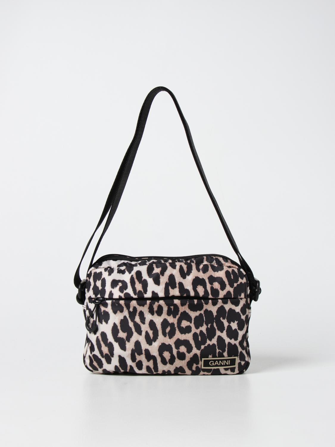 GANNI: crossbody bag in animalier nylon - Multicolor | Ganni crossbody ...