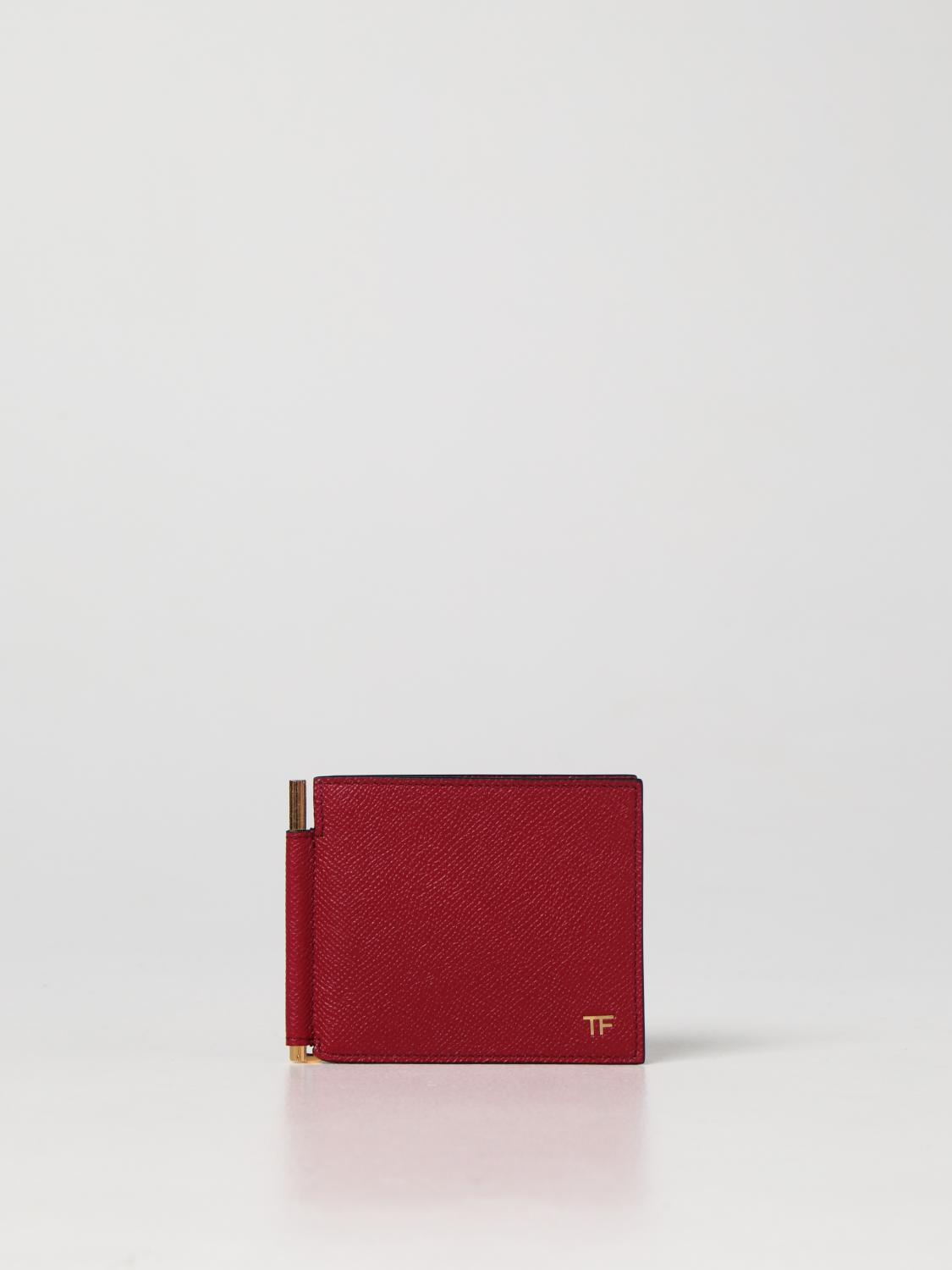 TOM FORD: wallet in grained leather - Burgundy | Tom Ford wallet ...