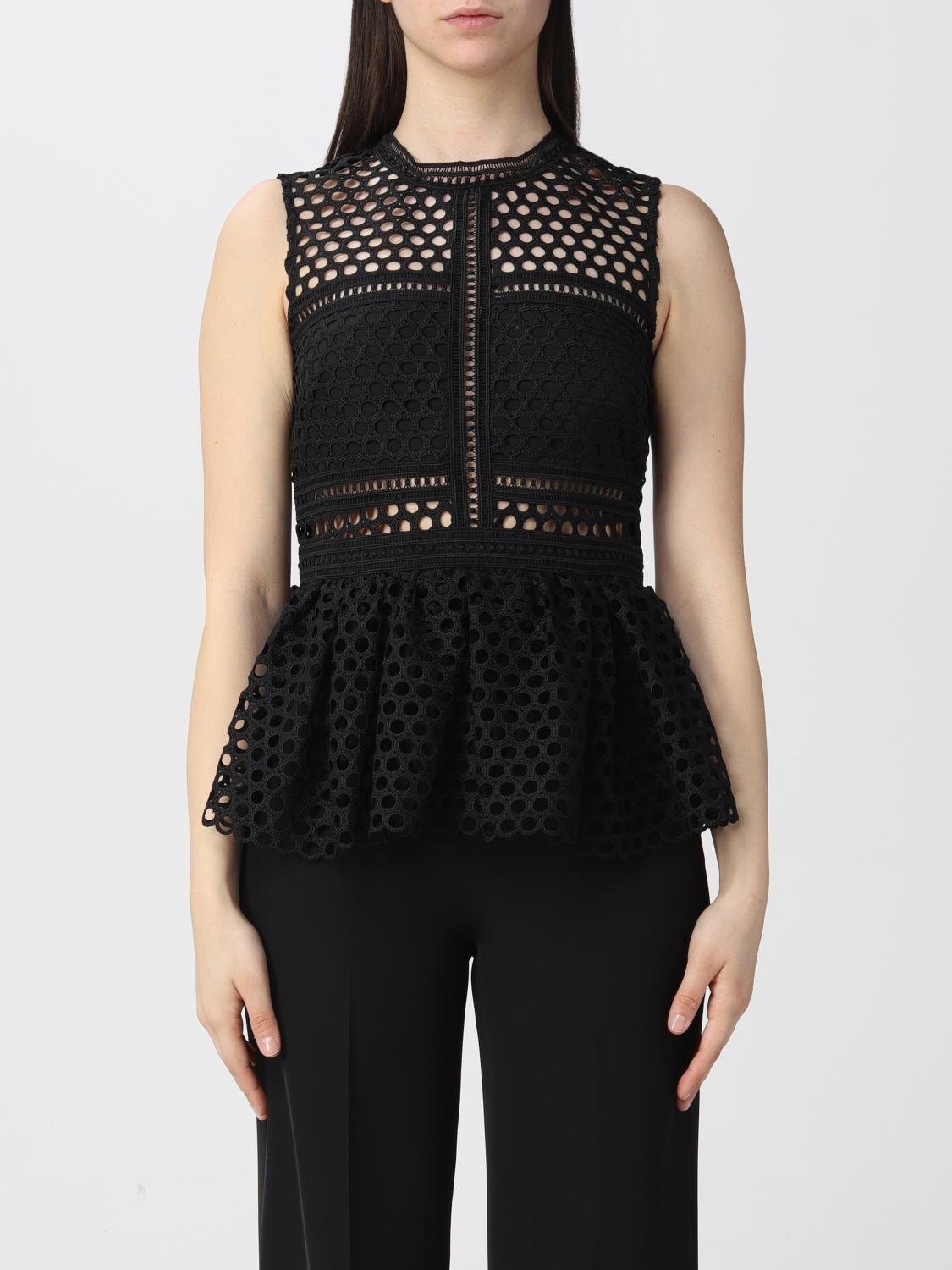 SELF-PORTRAIT: Top on the net - Black | Self-Portrait top SS22044T ...