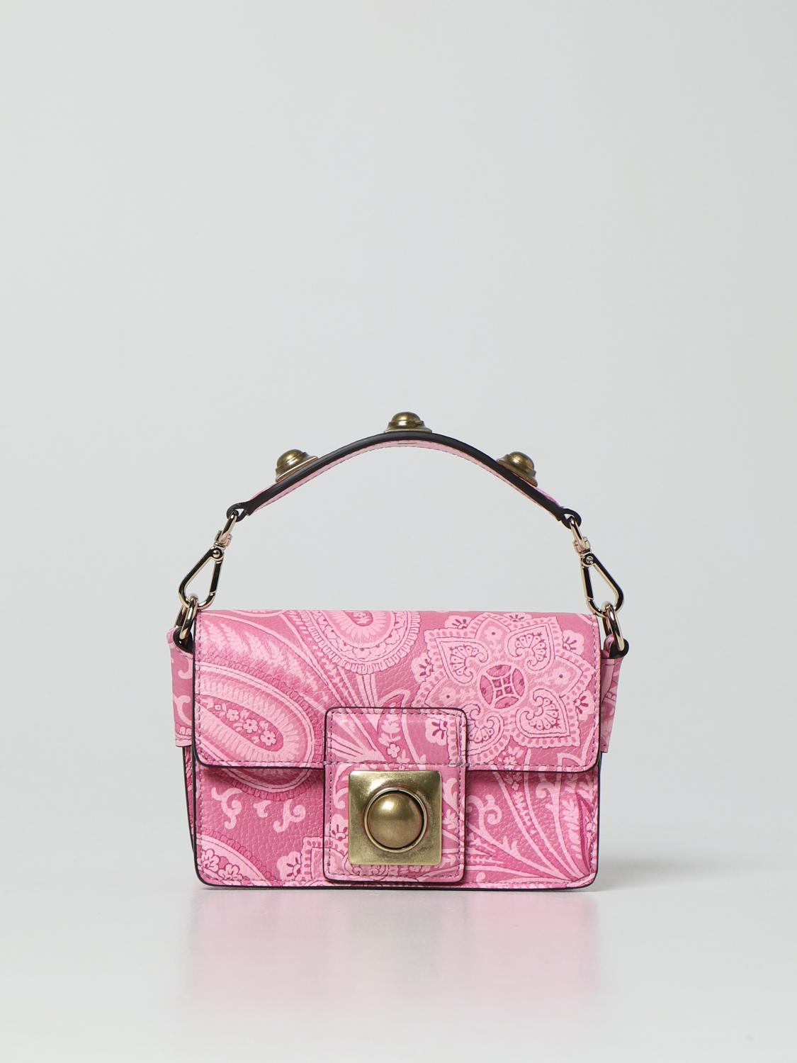 ETRO: Crown printed leather bag - Pink | Etro mini bag 1N7622740 online ...