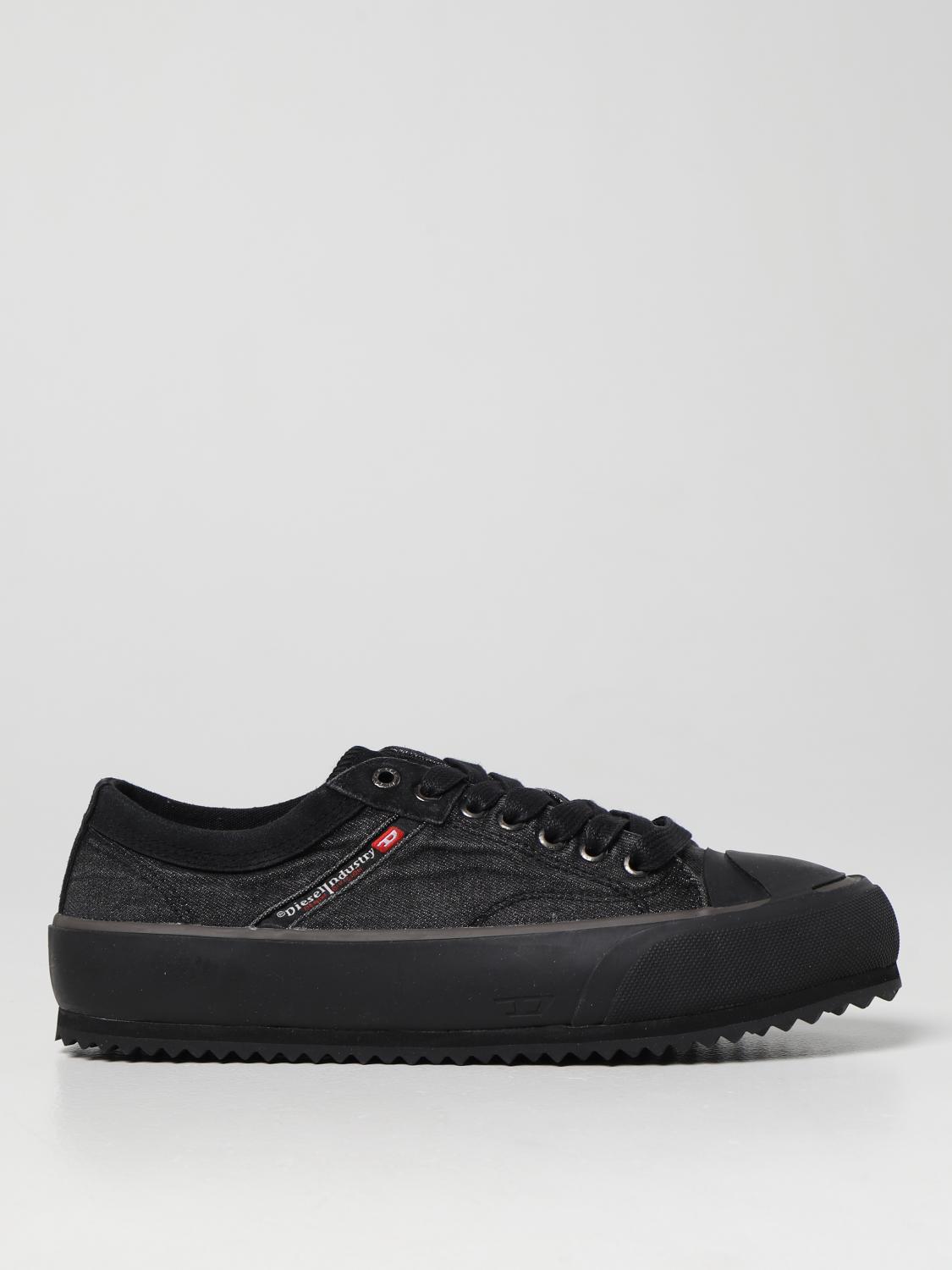 DIESEL: S-Principia sneakers in denim and suede - Black | Diesel ...