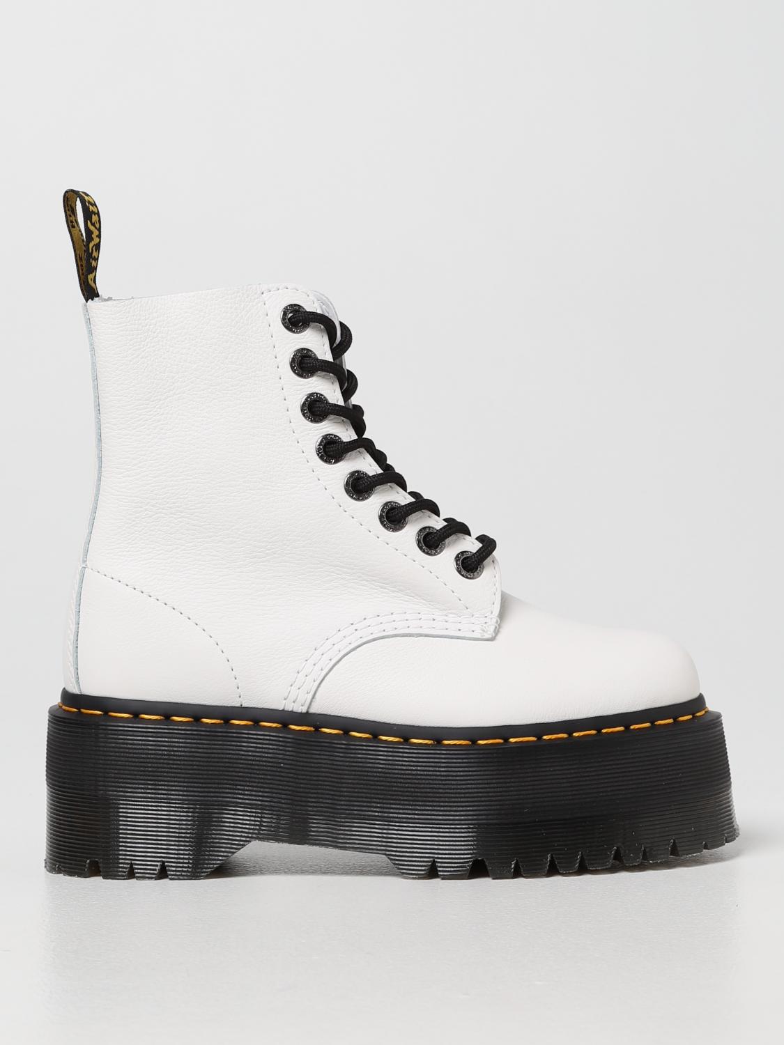 DR. MARTENS: Flat booties women - White | Dr. Martens flat ankle boots ...