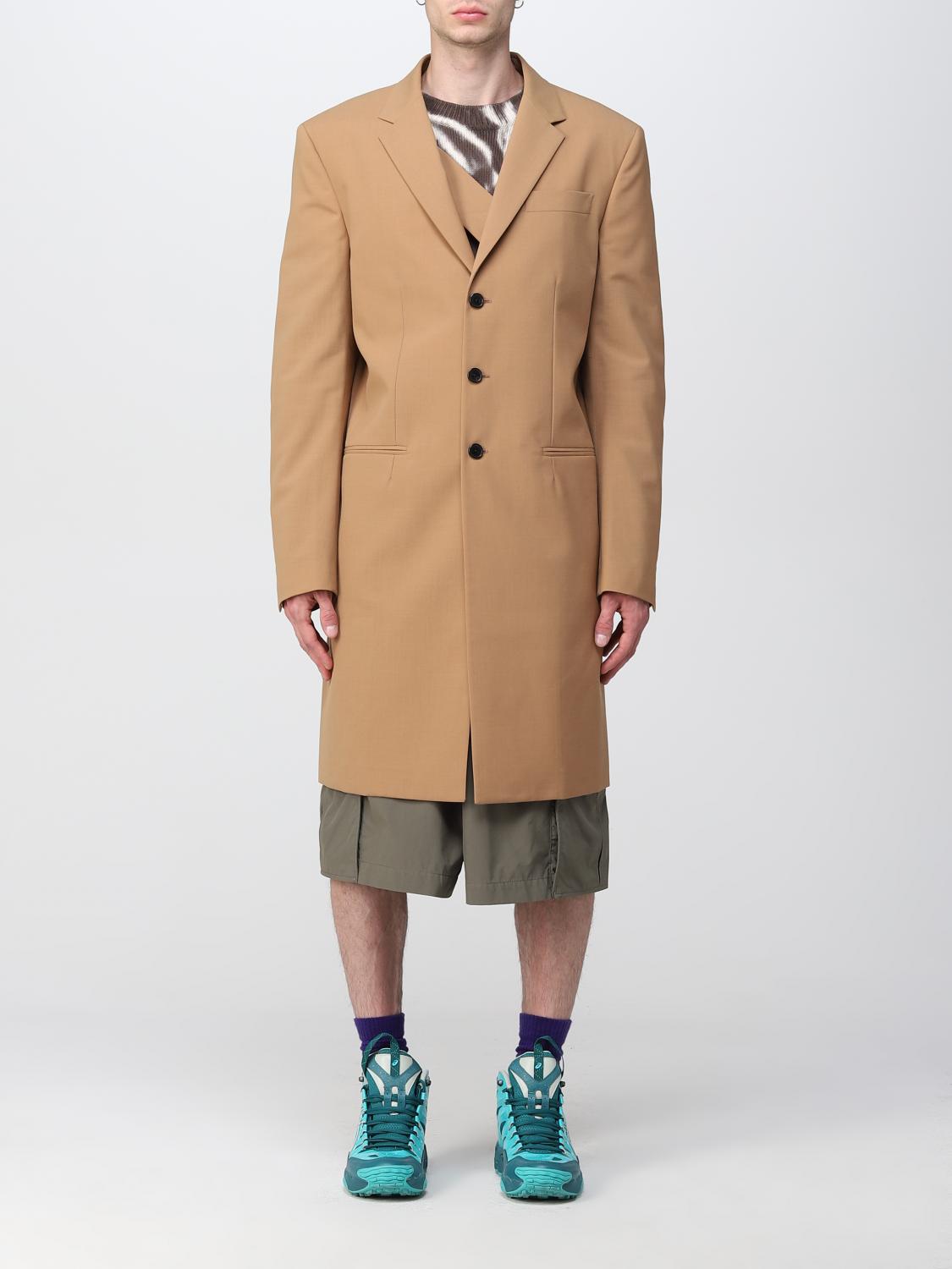 OFF-WHITE: cotton coat - Camel | Off-White coat OMEN044S22FAB001 online ...