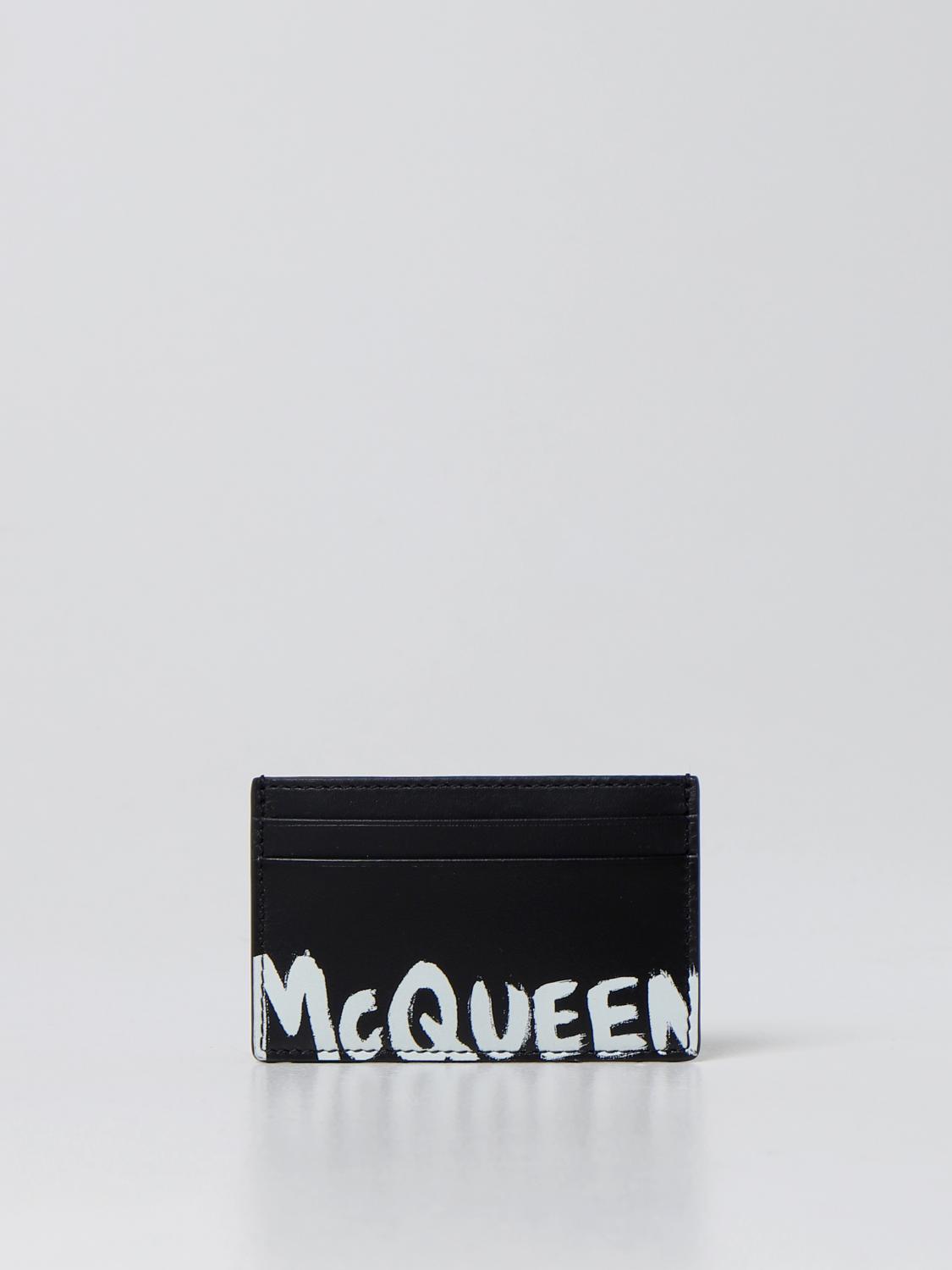 MCQUEEN: Graffiti credit card holder - Black | McQueen portafoglio ...
