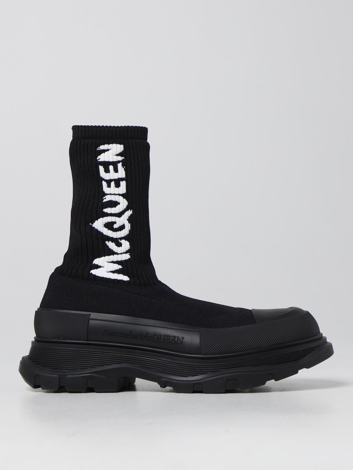 ALEXANDER MCQUEEN: Tread Slick Graffiti ankle boots - Black | Alexander ...