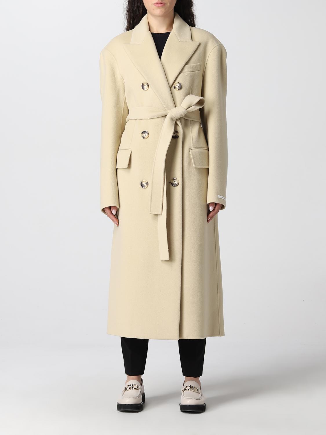 SPORTMAX: double-breasted coat in wool - Mastic | Sportmax coat ...