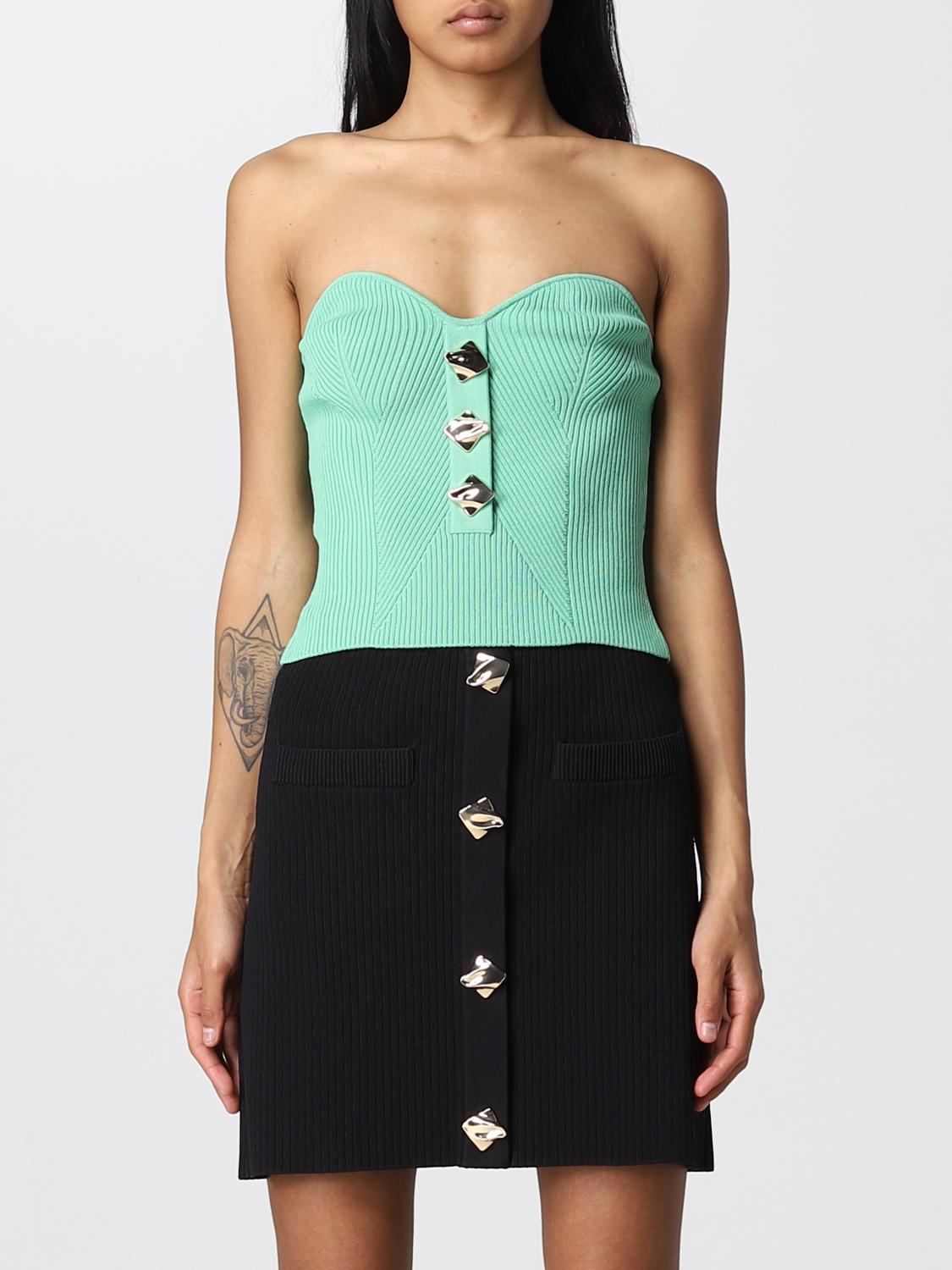 SELF-PORTRAIT: top in strapless ribbed knit - Water | Self-Portrait top ...