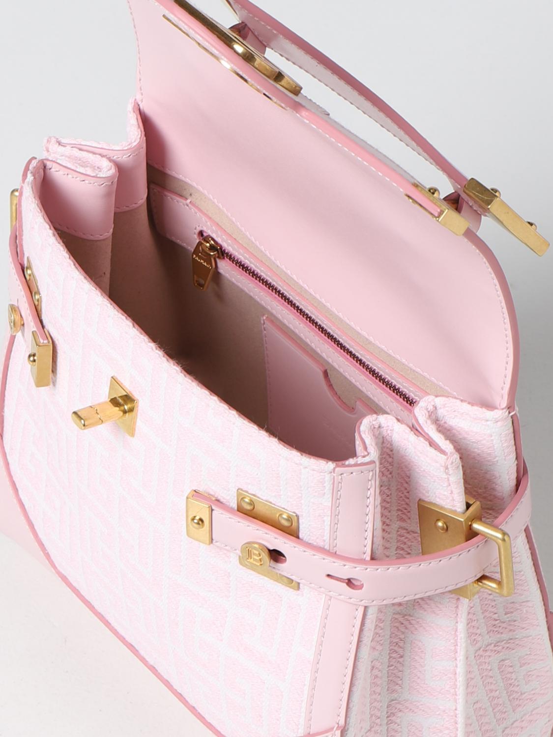 BALMAIN: B-Buzz 23 jacquard bag with monogram pattern - White | Balmain ...