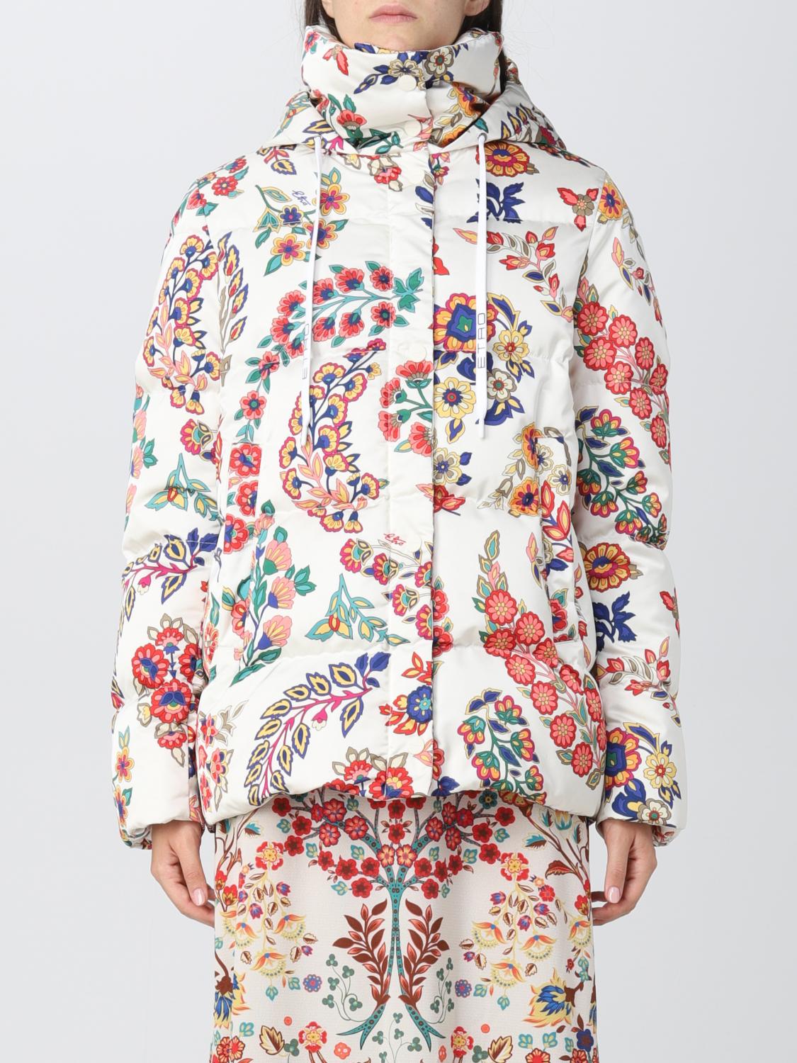 ETRO: down jacket with Paisley print - White | Etro jacket 130840692 ...