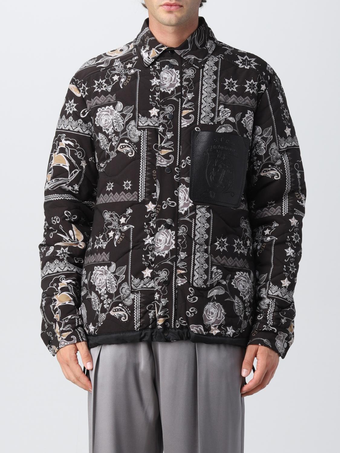 ETRO: down jacket with Old School print - Black | Etro jacket 1S5440307 ...