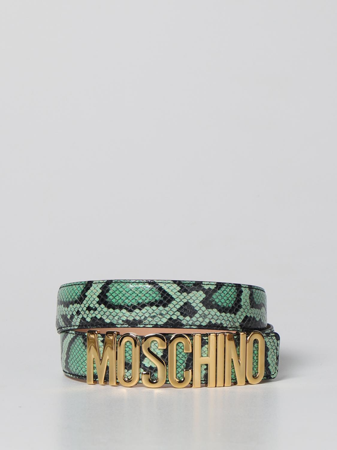 MOSCHINO COUTURE: python print leather belt - Green | Moschino Couture ...