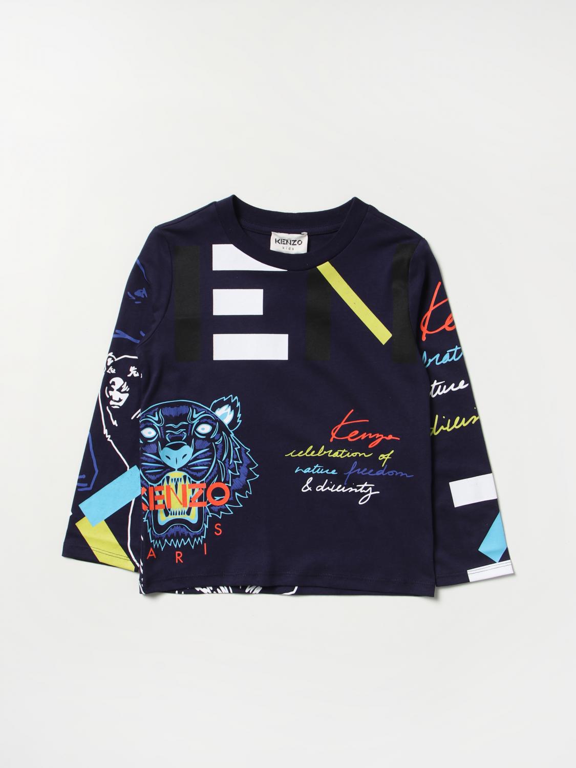 KENZO KIDS: T-shirt enfant Kenzo Junior - Bleu | T-Shirt Kenzo Kids K25662 en ligne sur GIGLIO.COM