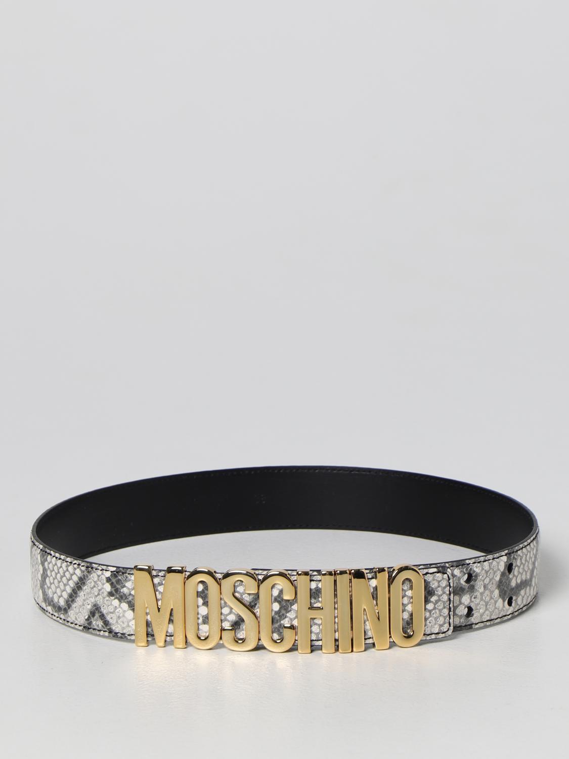 MOSCHINO COUTURE: python print leather belt - White | Moschino Couture ...