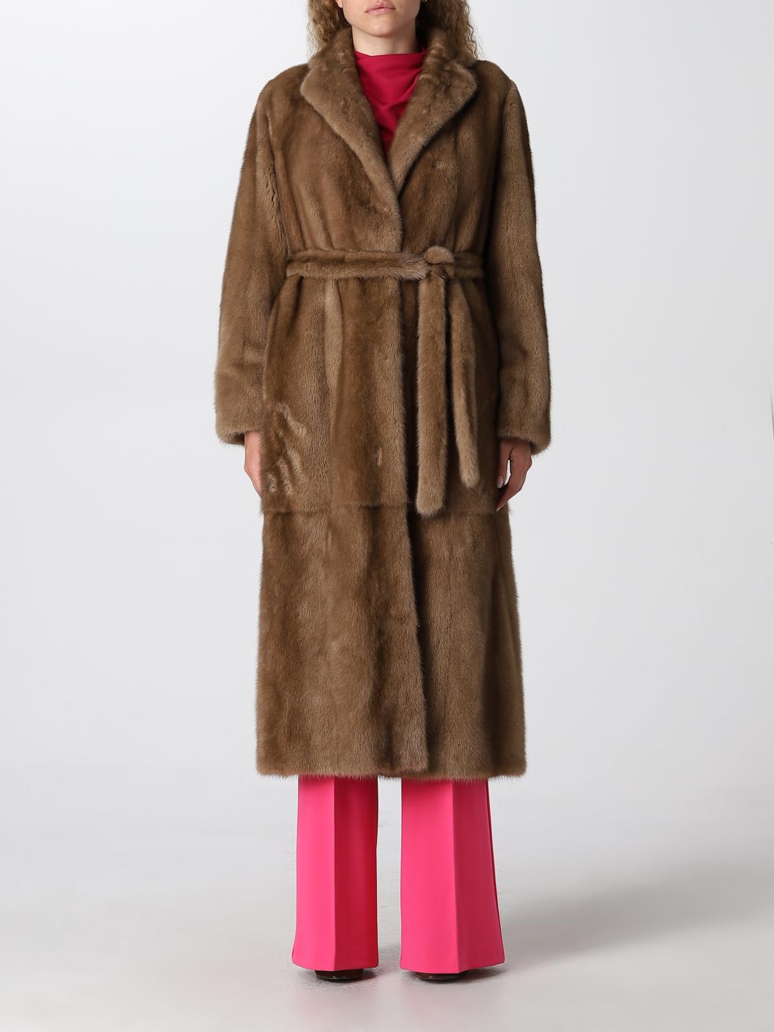 SIMONETTA RAVIZZA: Damen Mantel - Braun | Simonetta Ravizza Pelzmantel ...