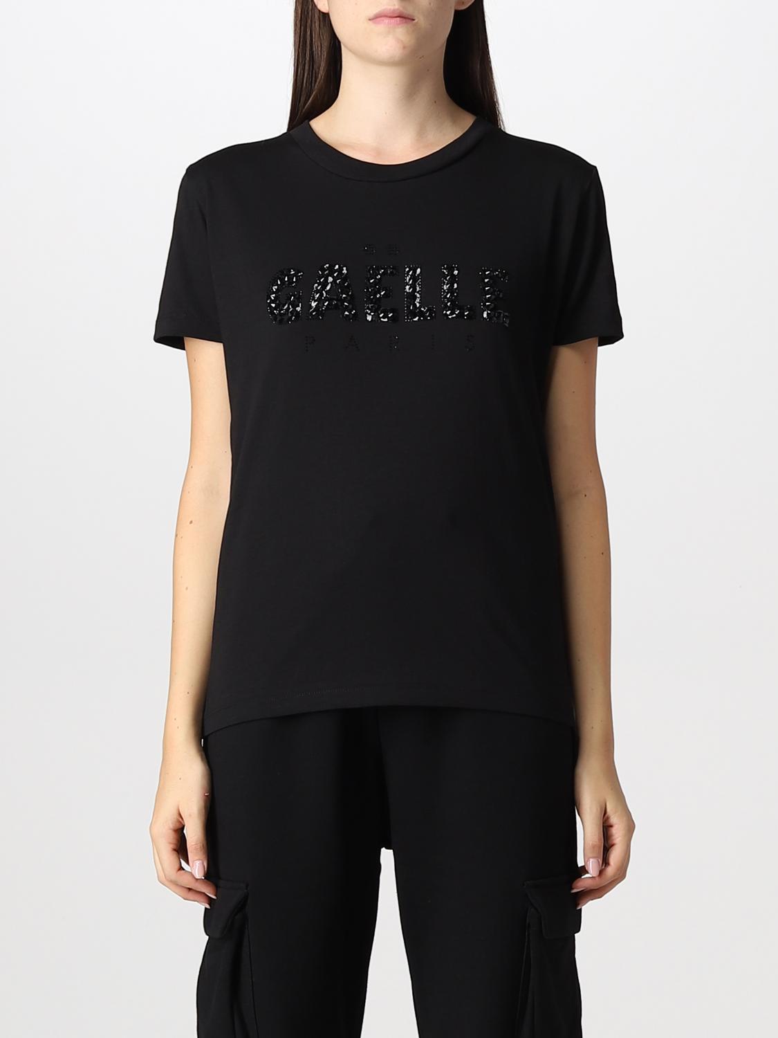 Gaëlle Paris T-shirt con logo di strass - Nero | GBDP14092 | GIGLIO.COM