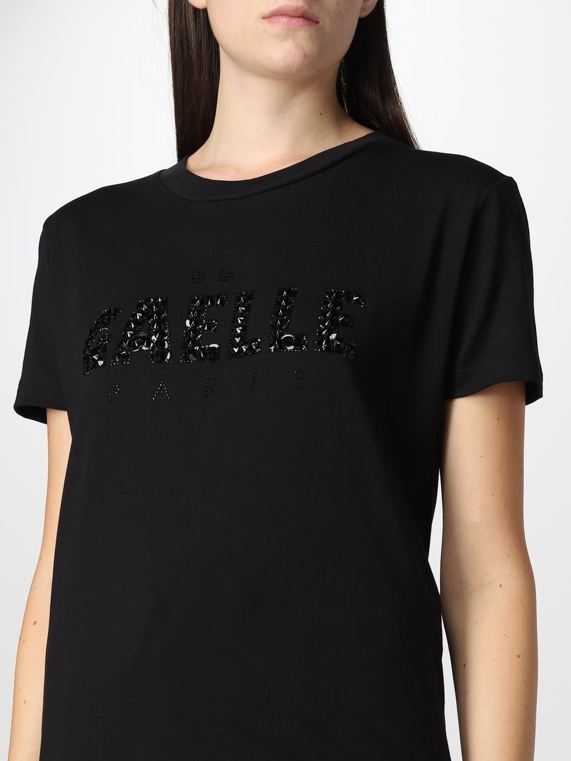 Gaëlle Paris T-shirt con logo di strass - Nero | GBDP14092 | GIGLIO.COM