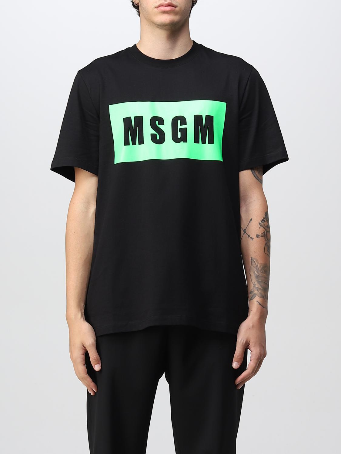 MSGM: T-shirt men - Black | MSGM t-shirt 3340MM520F227798 online at GIGLIO.COM