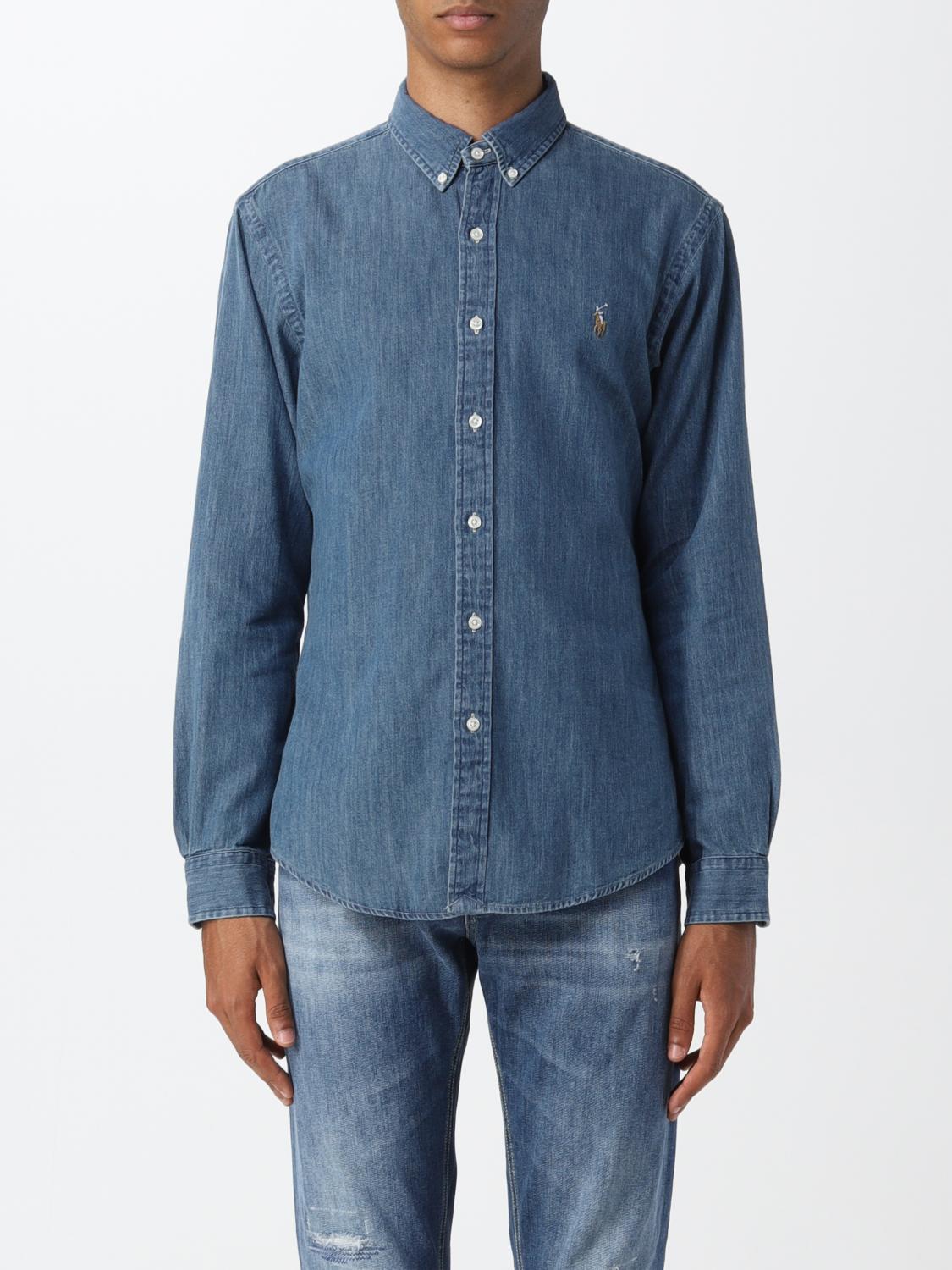 POLO RALPH LAUREN: Camicia di jeans - Blue | Camicia Polo Ralph Lauren ...