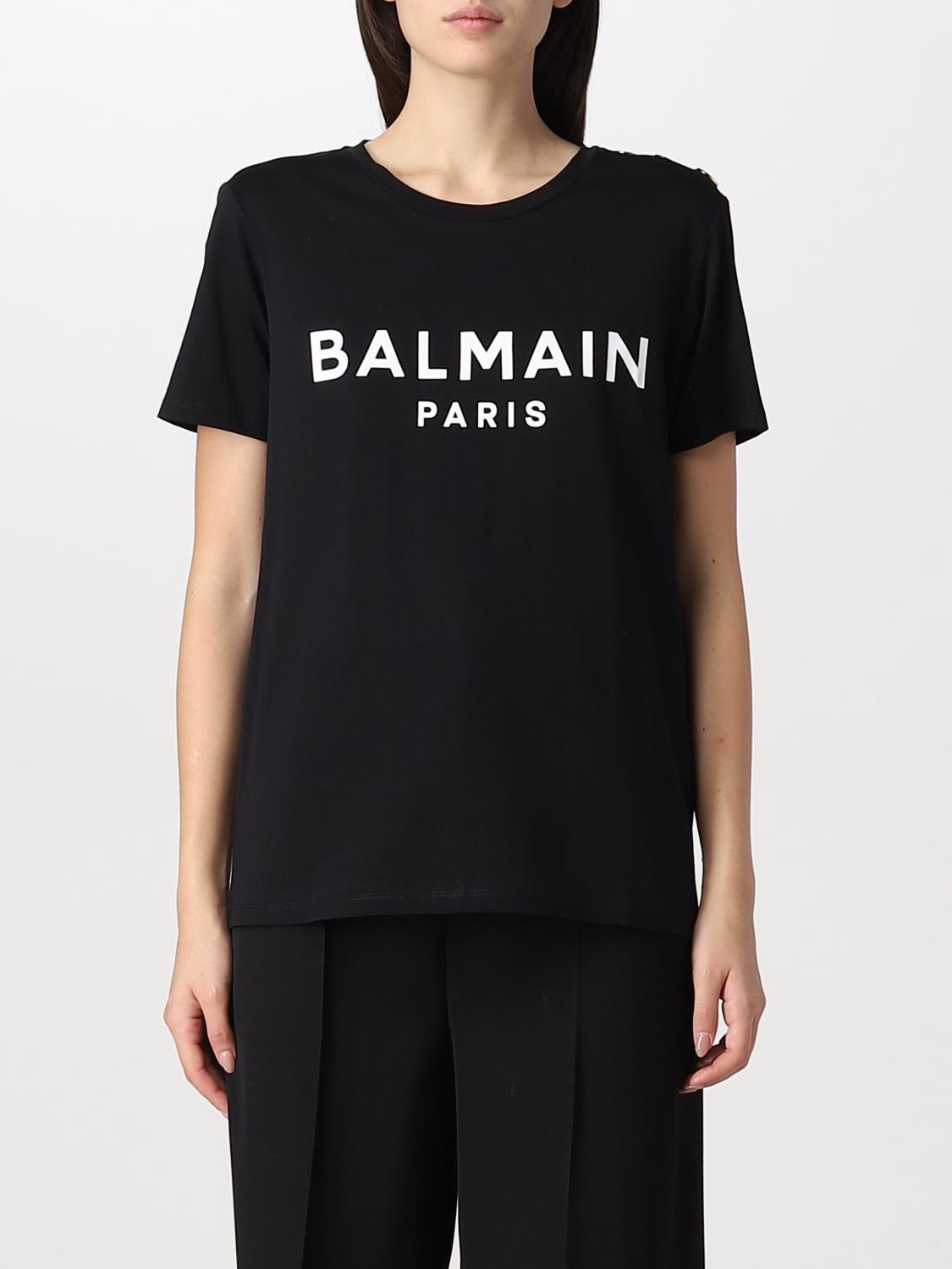 BALMAIN: T-shirt women - Black | Balmain t-shirt YF0EF005BB02 online at ...