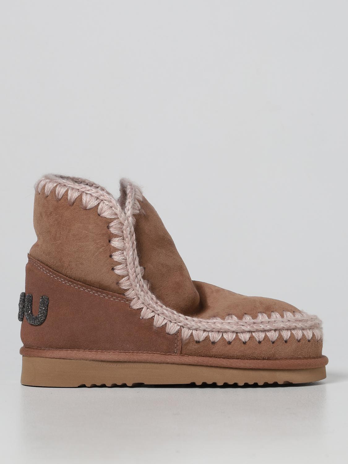 MOU: Boots women - Pink | Mou flat ankle boot FW101050A online at ...