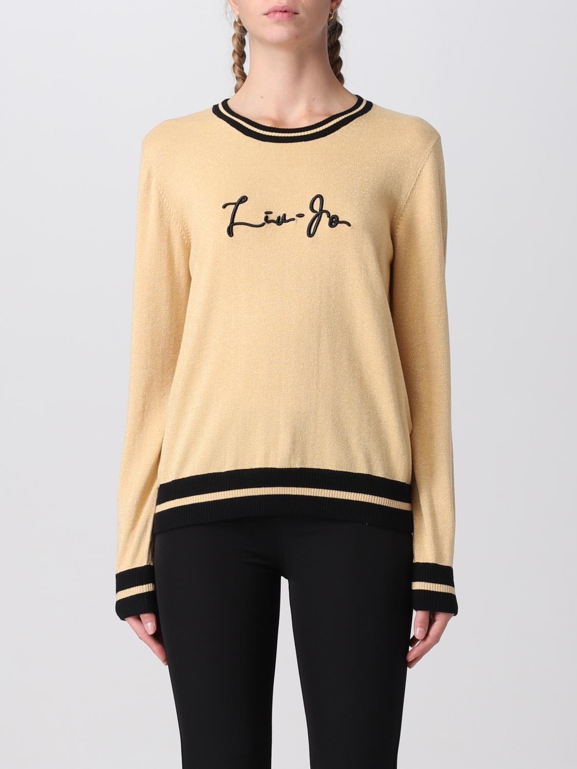 LIU JO: Maglia con logo - Oro | Maglia Liu Jo TF2050MS75L online su ...