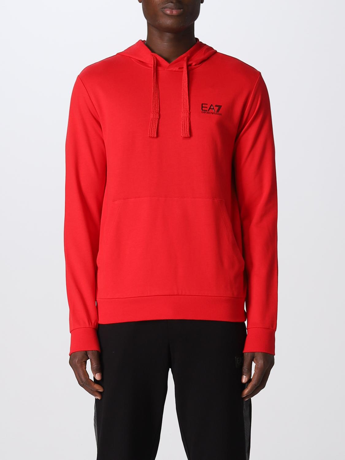EA7: Felpa con cappuccio con mini logo - Rosso | Felpa Ea7 8NPM04PJ05Z online su GIGLIO.COM