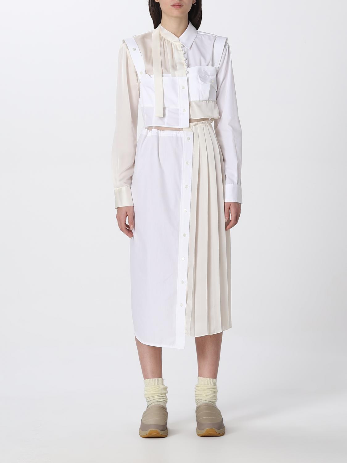 SACAI: Dress women - White | Sacai dress 2206243 online at GIGLIO.COM