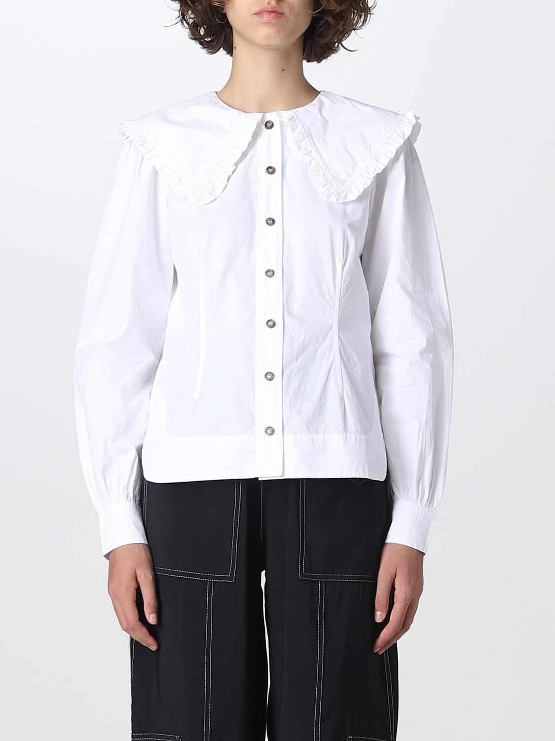 GANNI: women's shirt - White | Ganni shirt F5500 online at GIGLIO.COM