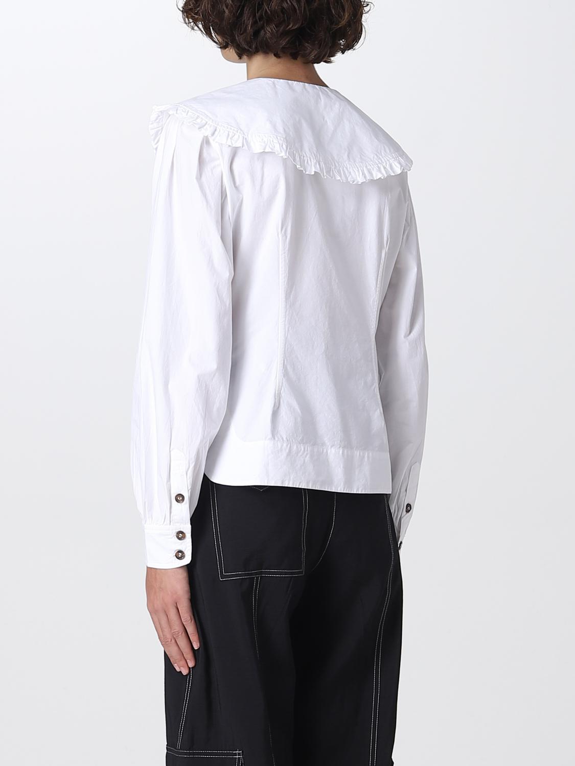 Ganni women's shirt - White | F5500 | GIGLIO.COM