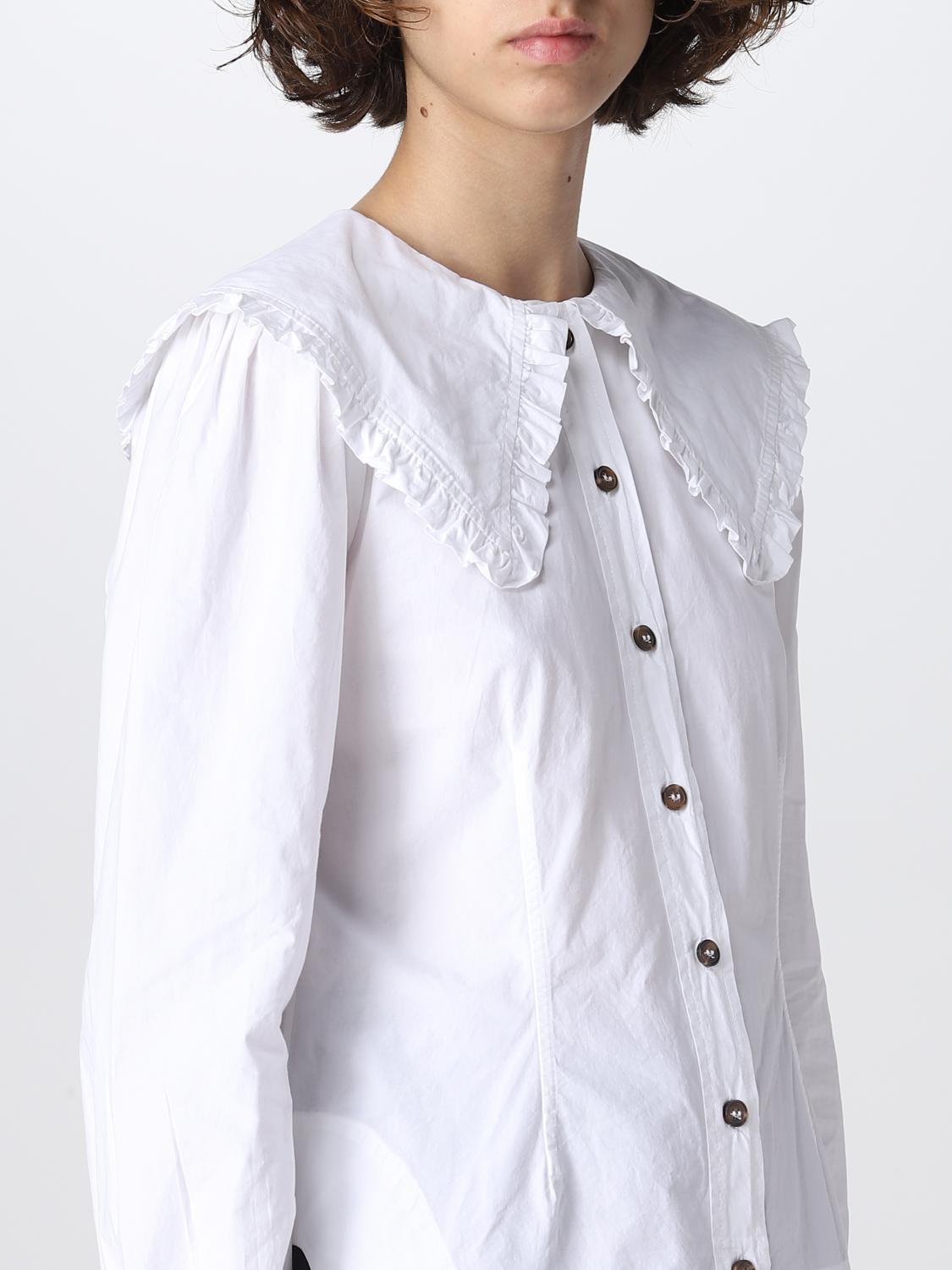 GANNI: women's shirt - White | Ganni shirt F5500 online at GIGLIO.COM