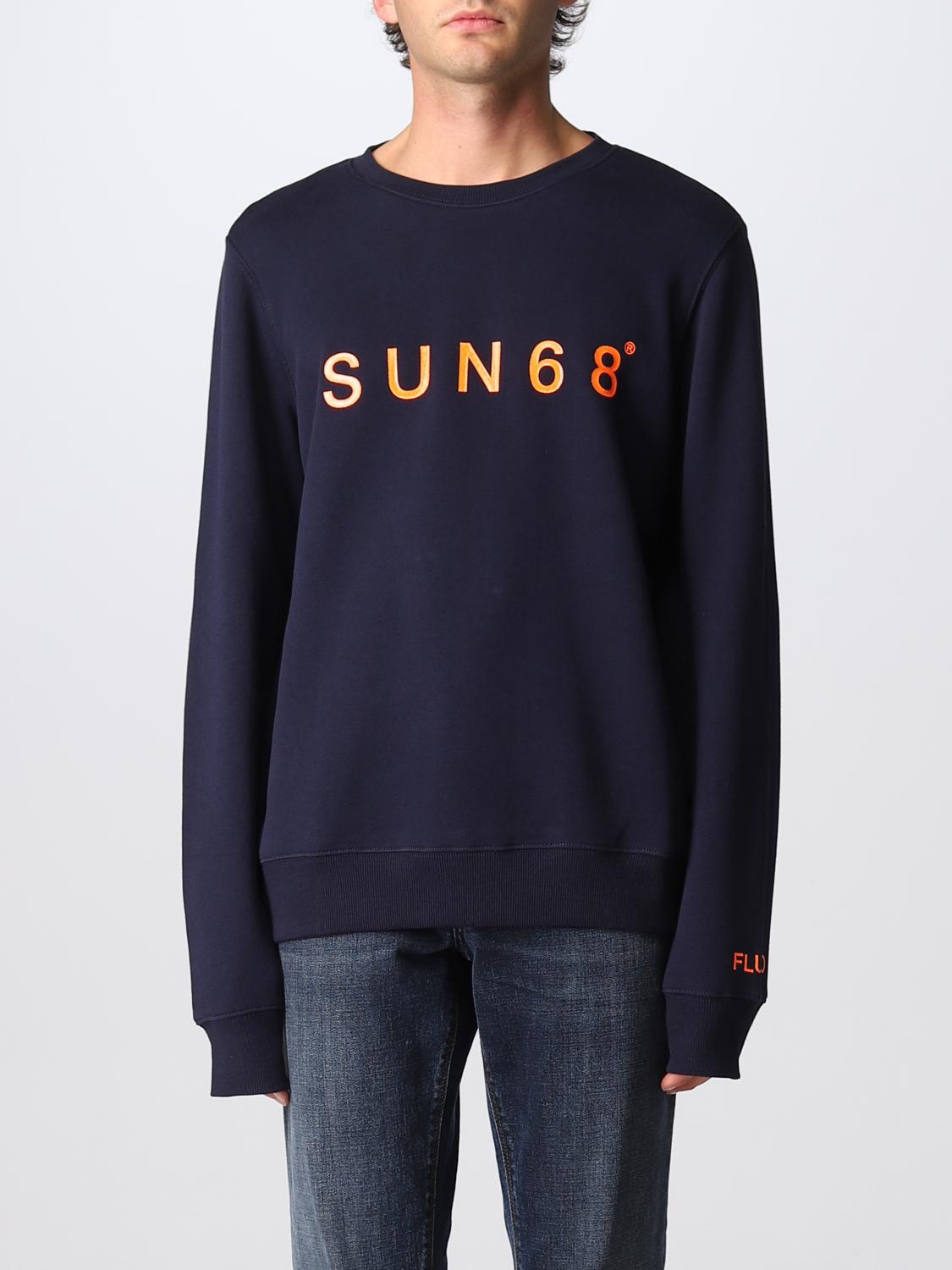 SUN68: Felpa a girocollo Sun 68 con logo - Blue Navy | Felpa SUN68 ...