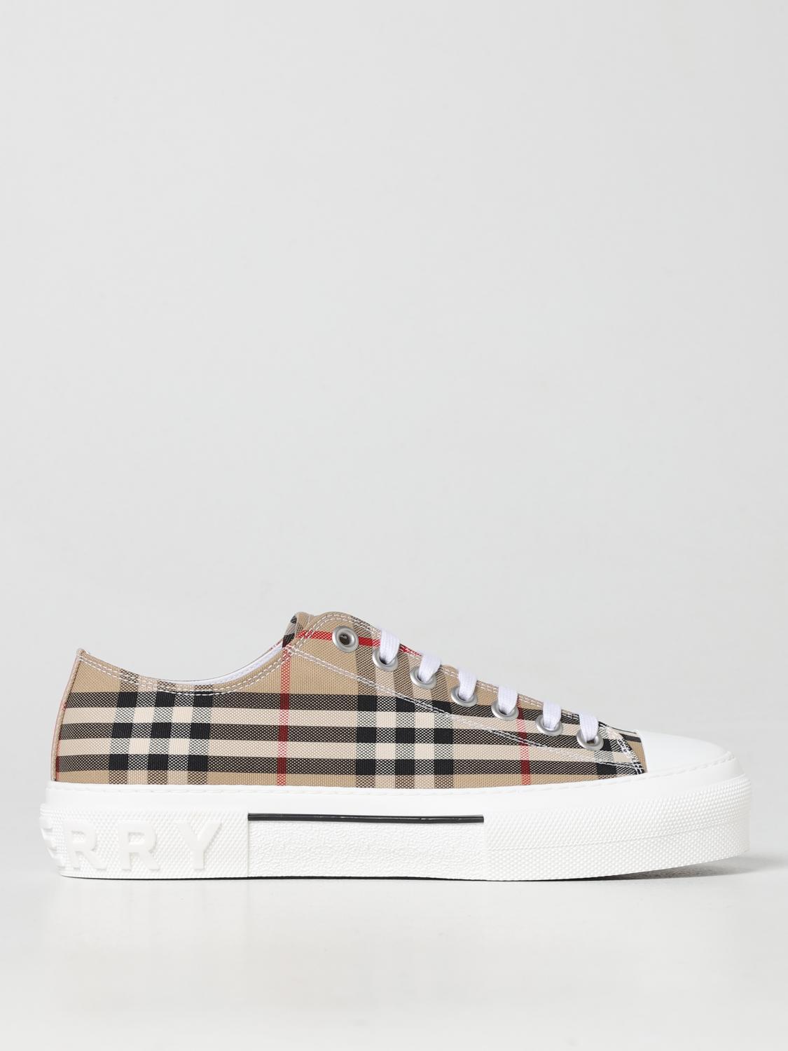 BURBERRY: Vintage Check sneakers in canvas - Beige | Burberry sneakers 8049745 online at GIGLIO.COM