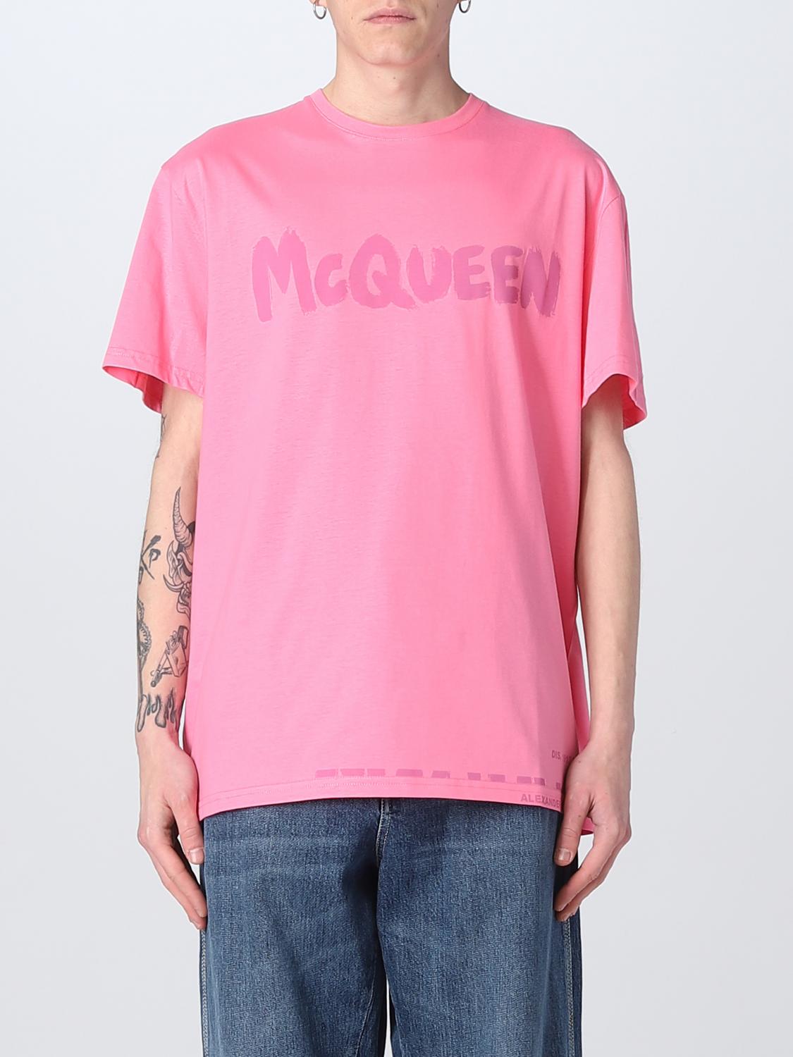 MCQUEEN: T-shirt men - Pink | McQueen t-shirt 622104QUZ57 online at ...