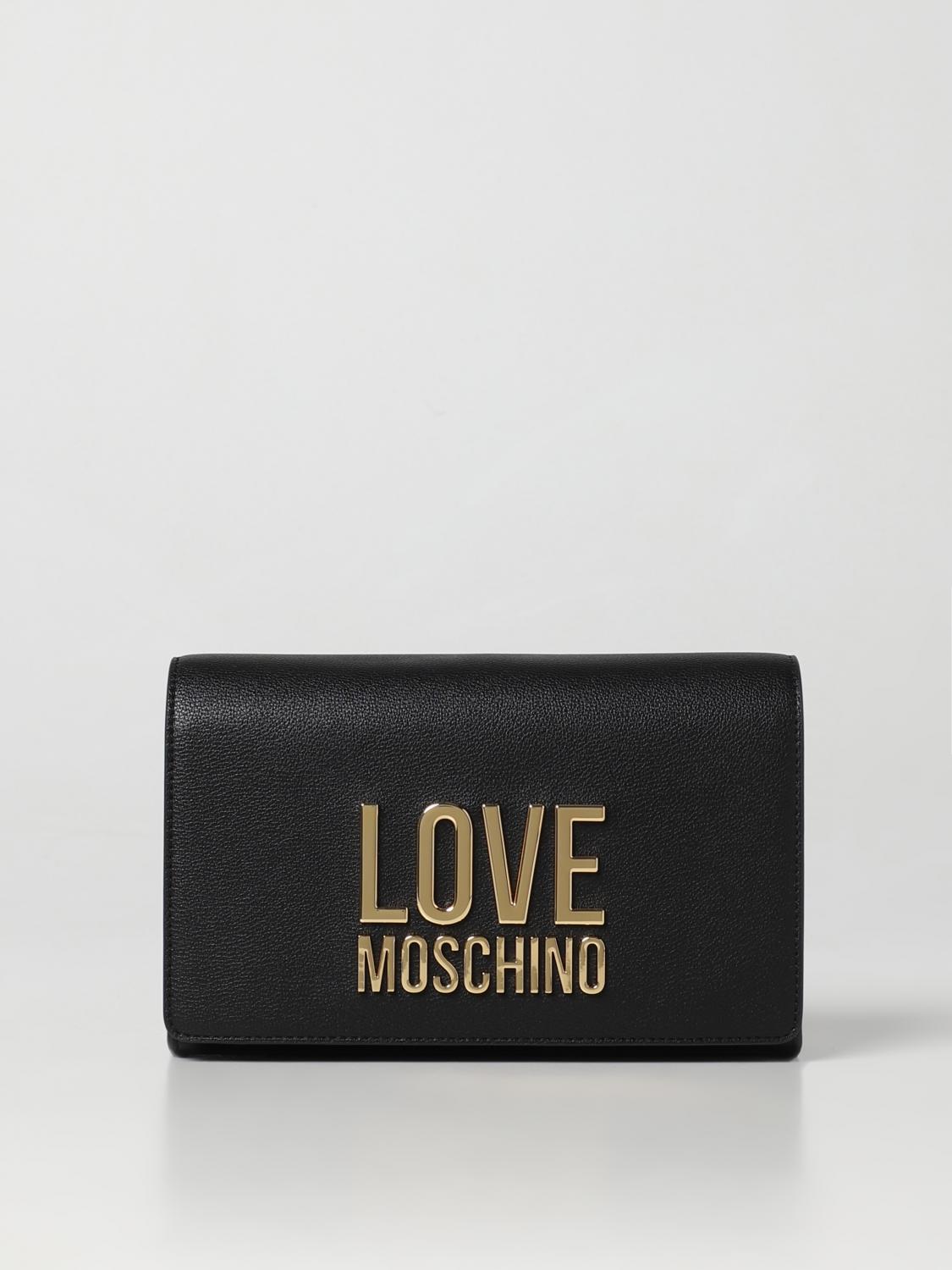 LOVE MOSCHINO: wallet bag in micro-grain synthetic leather - Black ...