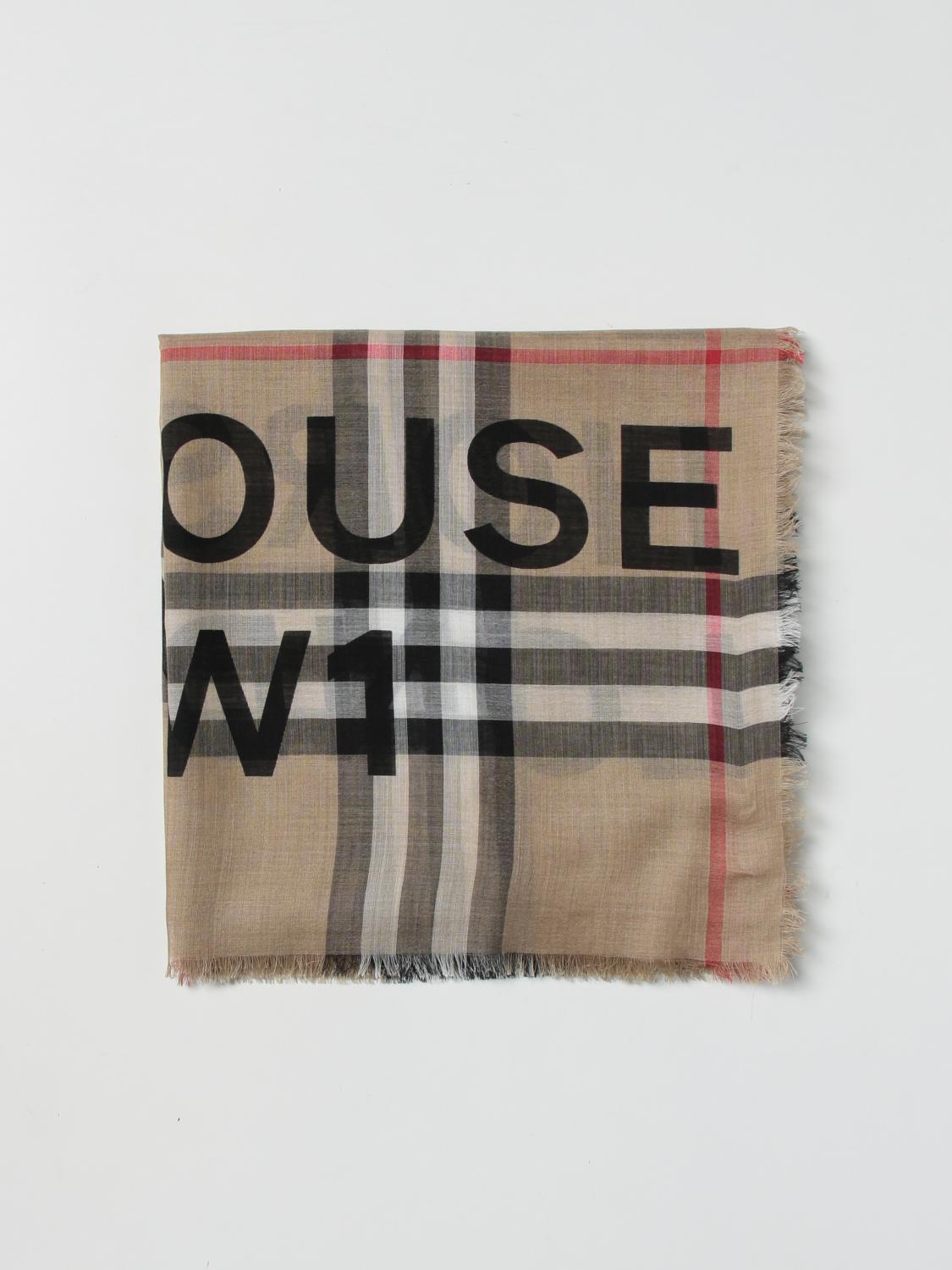 BURBERRY: Foulard in lana e seta - Beige | Foulard Burberry 8035555 ...