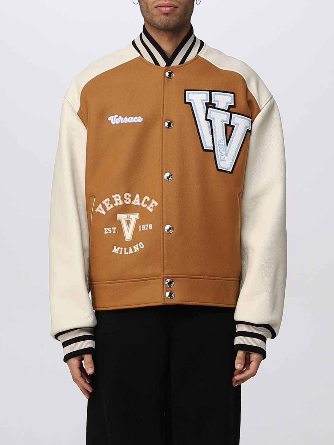Versace jacket in leather and wool blend - Brown | 10074491A05273 ...
