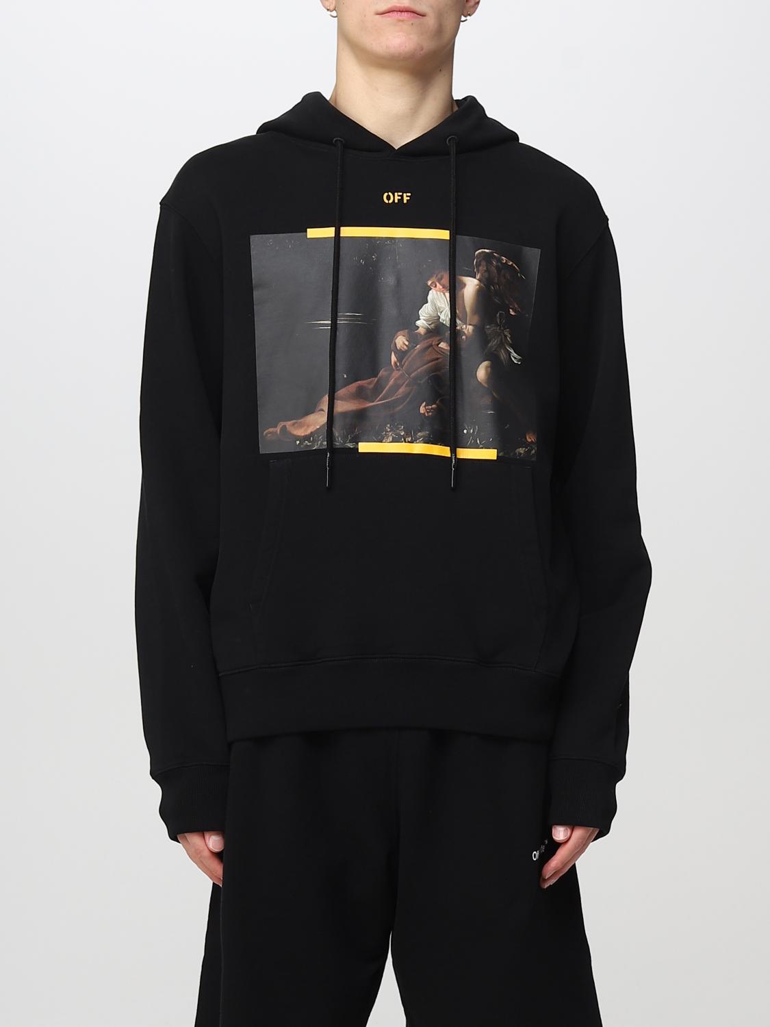OFF-WHITE: Felpa in cotone con stampa - Nero | Felpa Off-White ...