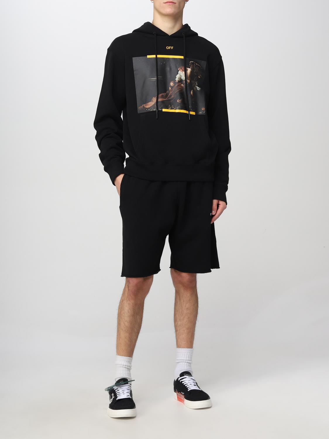OFF-WHITE: Felpa in cotone con stampa - Nero | Felpa Off-White ...
